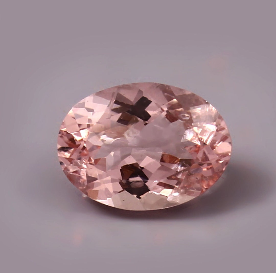Peach Morganite Oval Gemstone, Natural Peach Morganite Faceted Stone ...