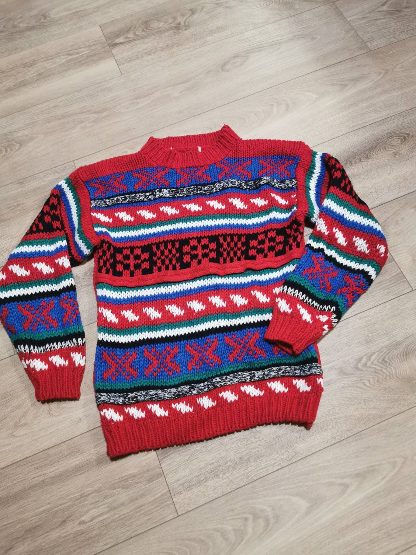 Vintage 80s Print Knit Sweater Funky Vintage Sweater - Etsy Canada