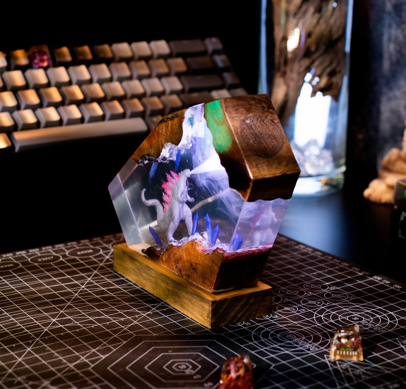 Monster Godzilla Resin Lamp, Monster Handmade Epoxy Lamp, Unique ...