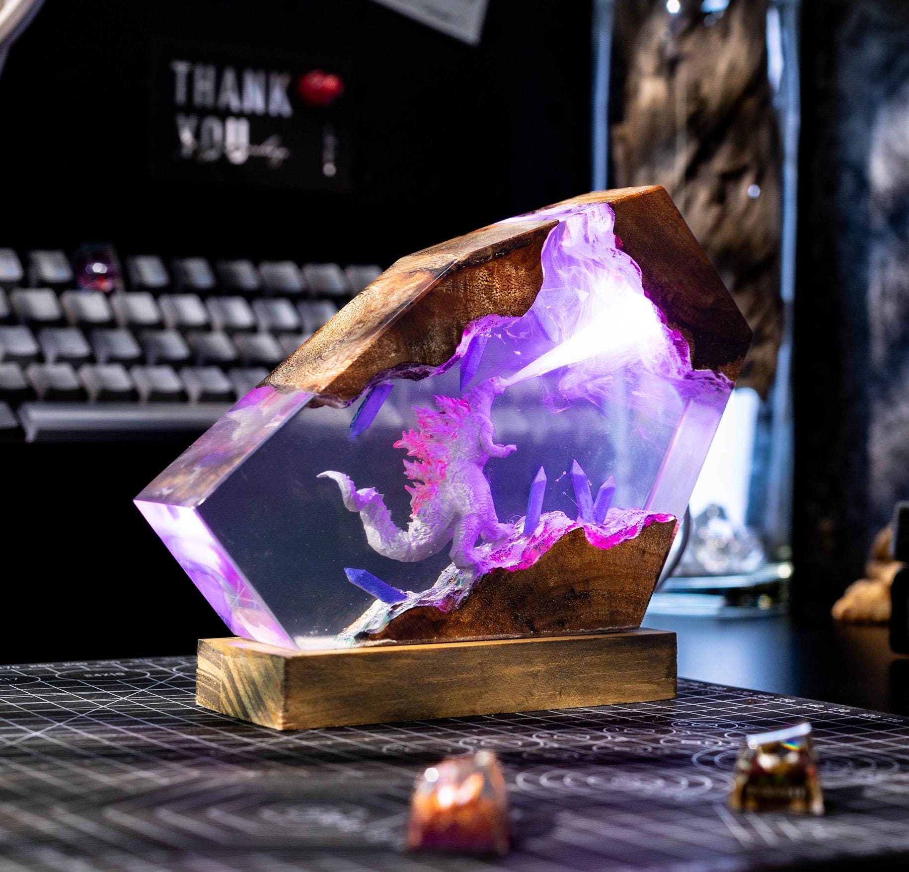 Monster Godzilla Resin Lamp, Monster Handmade Epoxy Lamp, Unique ...