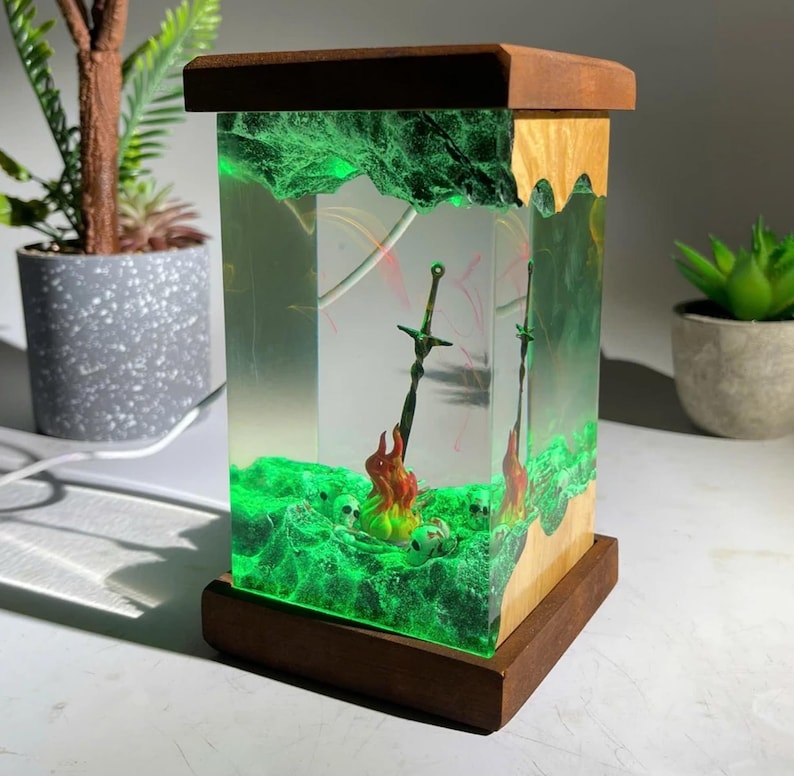 Resting Place in D.ark Sou.ls Night Light Bo.nfire Da.rk Soul 3 Lamp, D ...