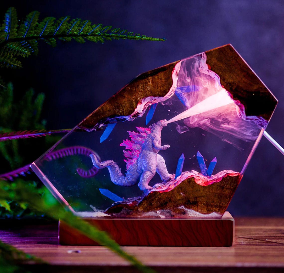 Monster Godzilla Resin Lamp, Monster Handmade Epoxy Lamp, Unique ...