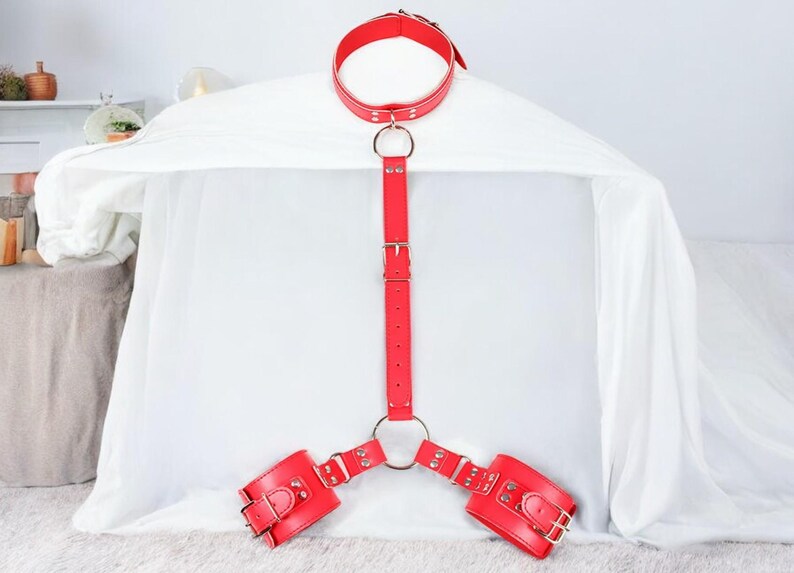 Sexy Behind Back Handcuffs With Collar Neck Sm Bondage Pu Leather Sex ...