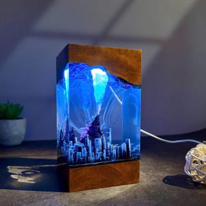God.zilla Resin Lamp, Monster Resin Lamp, Diorama Resin Epoxy, Custom ...