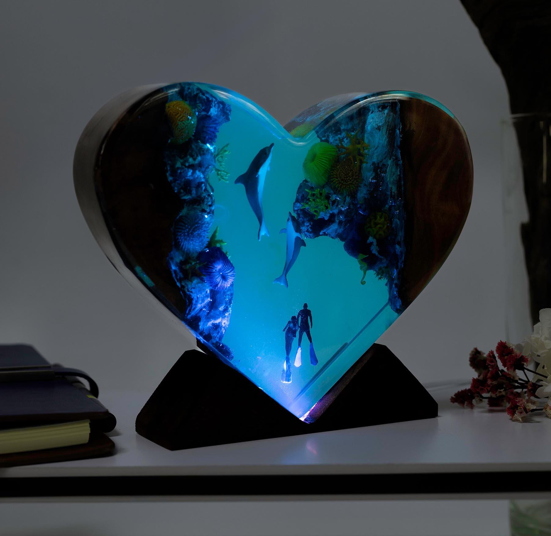 Dolphin Resin Lamp, Turtles Resin Night Light, Scuba Diver Gift, Ocean ...
