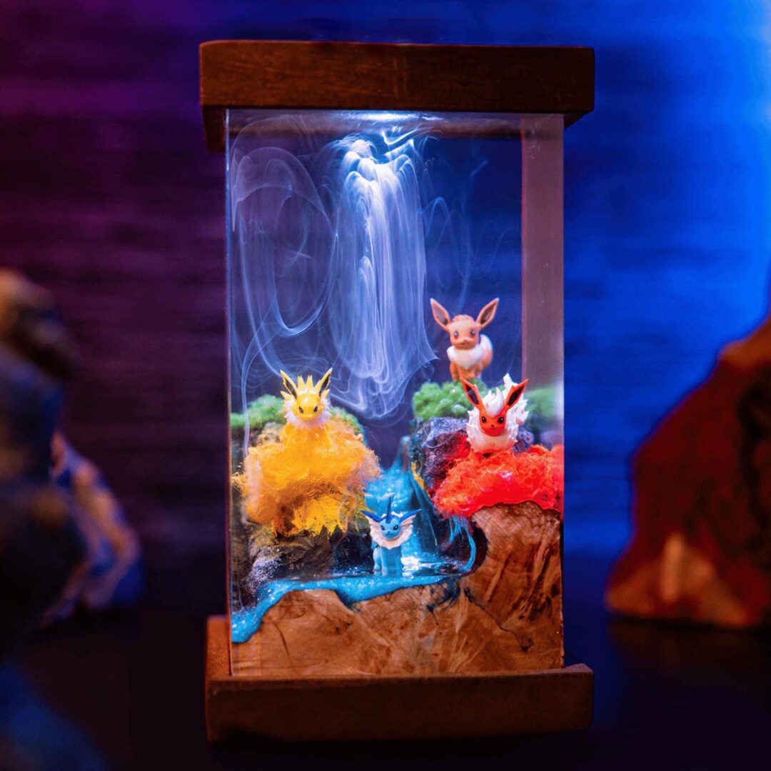 Handmade Resin Lamp, Pokemon Eevee Evolution Resin Lamp, Pokemon Epoxy ...