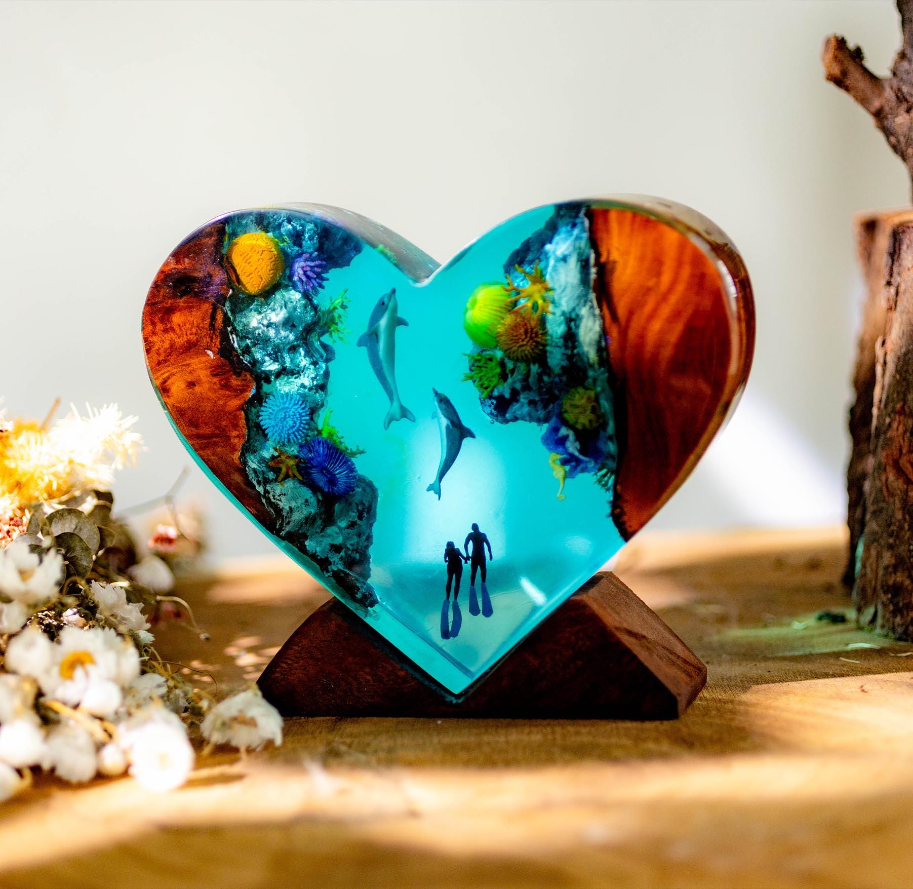 Dolphin Resin Lamp, Turtles Resin Night Light, Scuba Diver Gift, Ocean ...