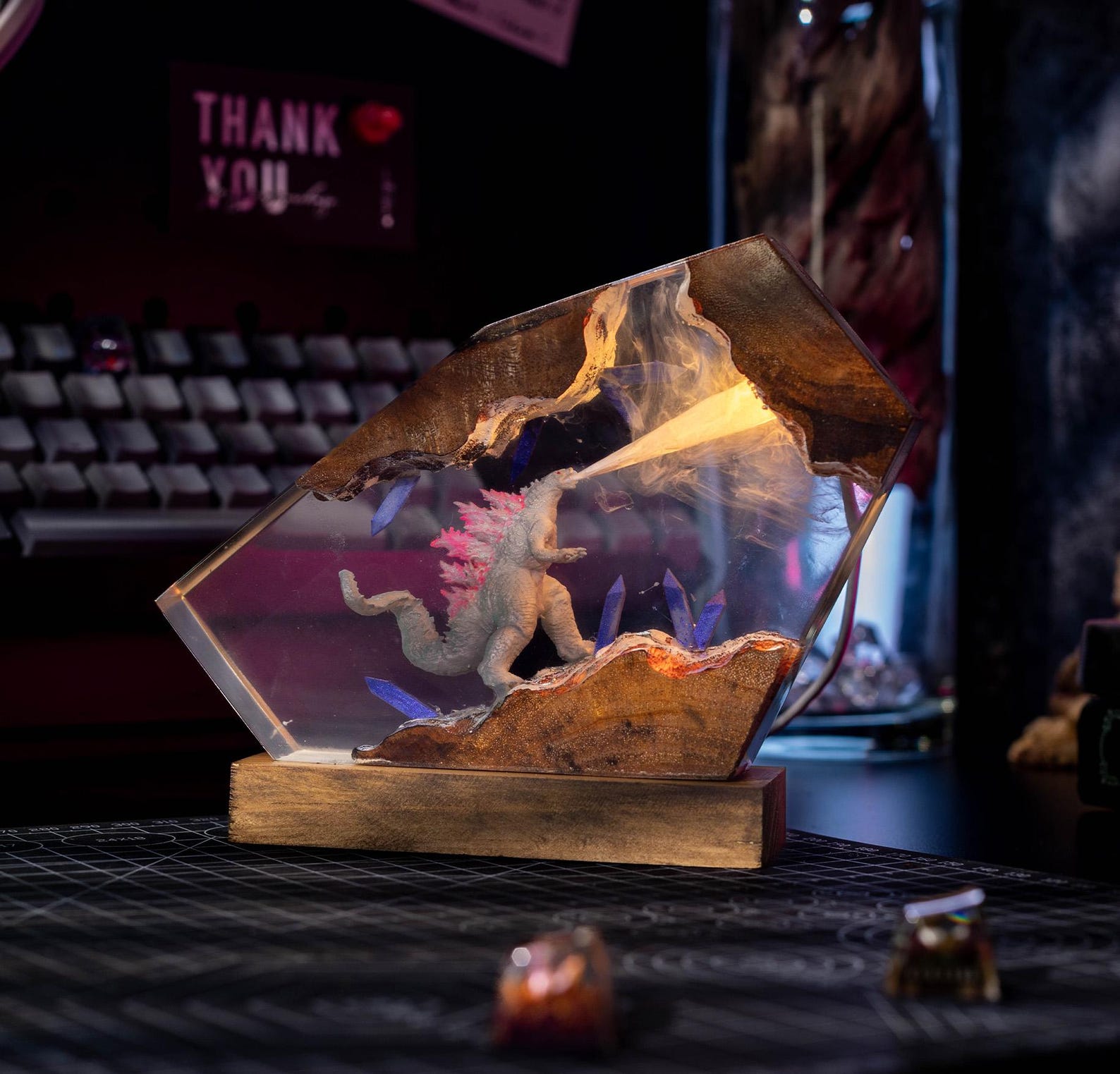 Monster Godzilla Resin Lamp, Monster Handmade Epoxy Lamp, Unique ...