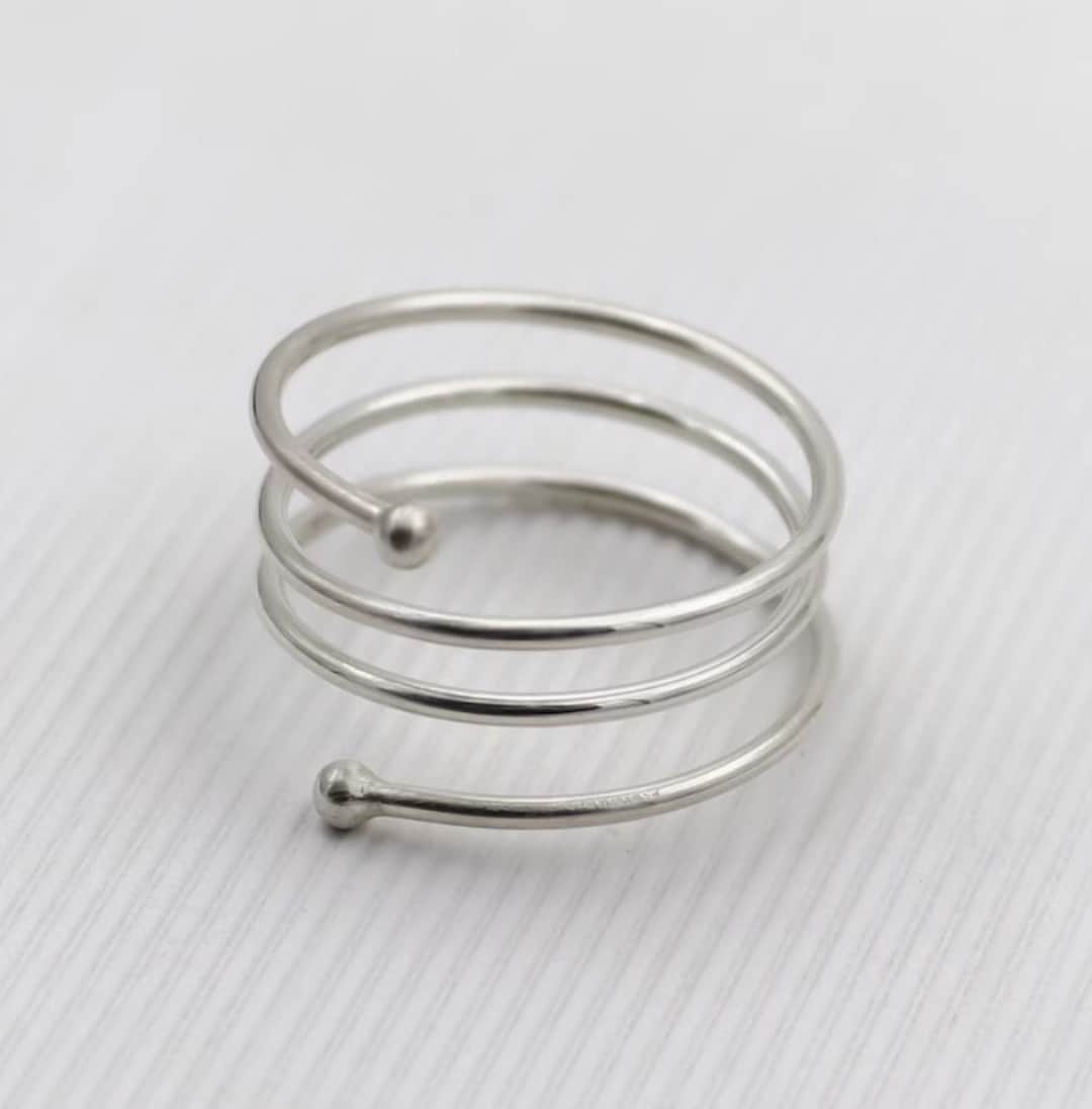 Open Crossover Spiral Ring Silver Spiral Ring Wrapped Wired - Etsy