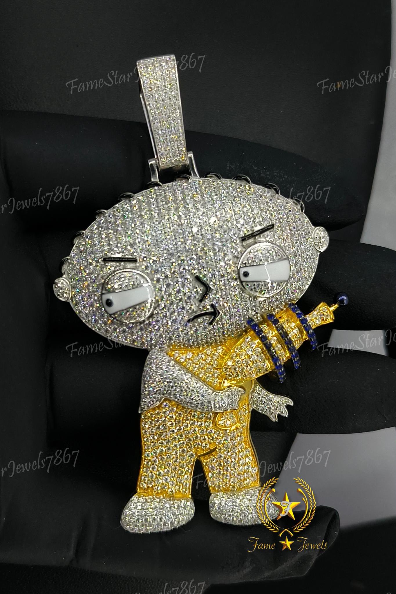 Huge Guy Stewie Griffin Iced Out Simulated Diamond Pendant 14k Two-tone ...