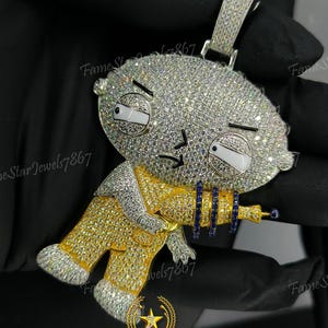 Huge Guy Stewie Griffin Iced Out Simulated Diamond Pendant 14k Two-tone ...
