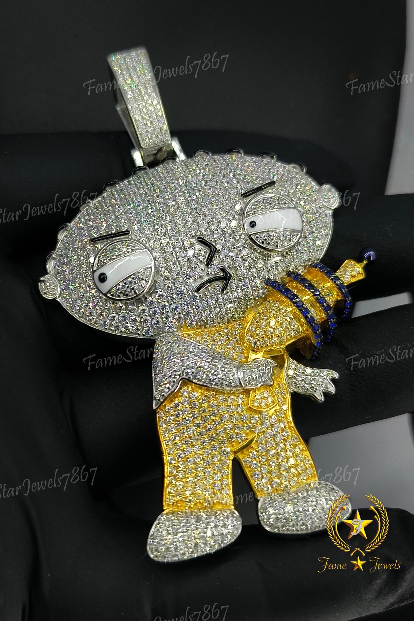 Huge Guy Stewie Griffin Iced Out Simulated Diamond Pendant 14k Two-tone ...