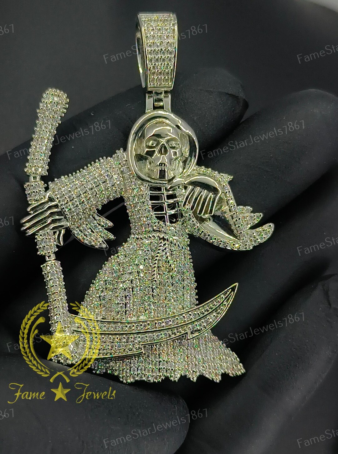 Santa Muerte Grim Reaper Angel of Death Charm Pendant, Real 925 ...