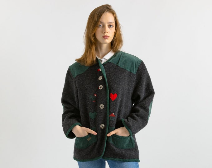 70s Vintage Geiger Tyrol Dirndl Wool Long Sleeve Midi Buttons up Blazer ...