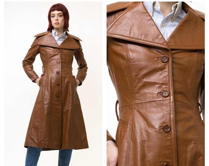 70s Vintage Vtg Rare Leather Lined Oversized Brown Suede Trench Outwear ...