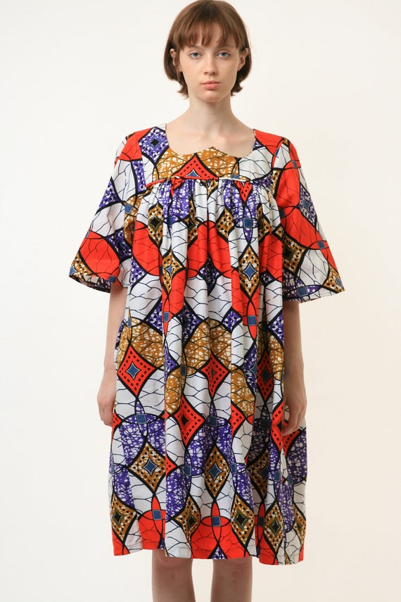 60s Vintage Woman Midi Psycho Style Dress size M Medi… - Gem