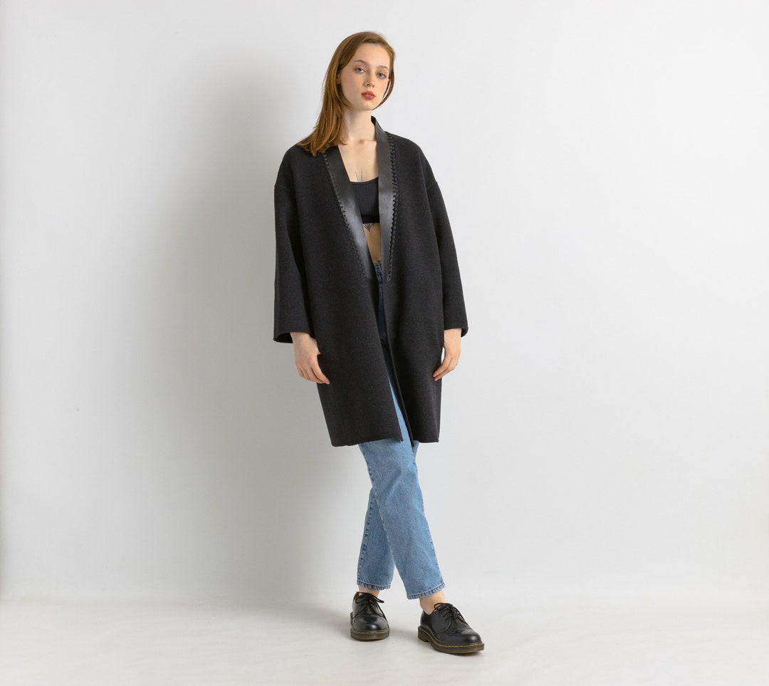 Wool Coat Wool Vintage 00s Winter Coat Longline Women Peacoat Casual ...
