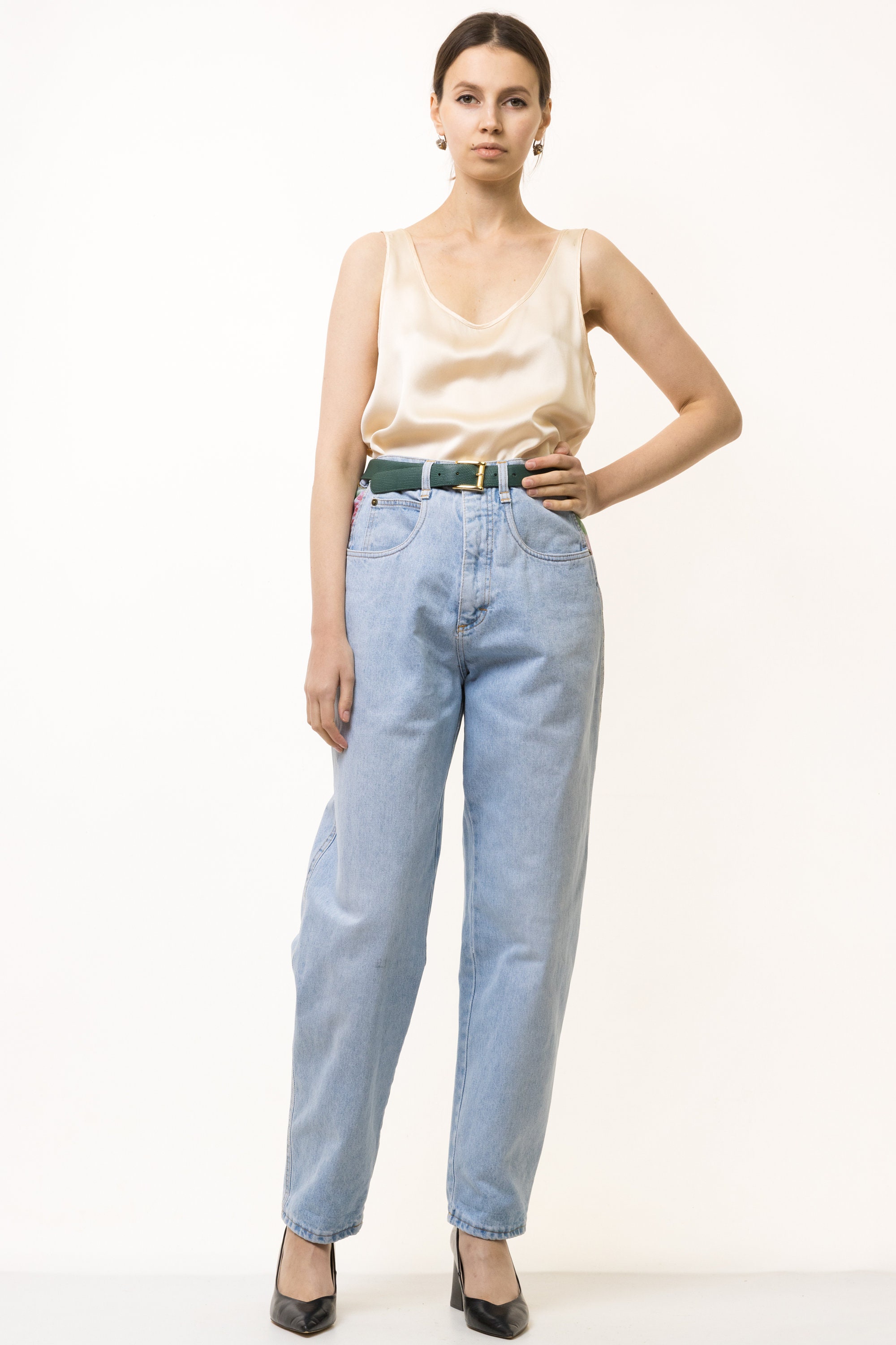90s Vintage Woman Light Blue Moms Denim High Waisted Denim - Etsy