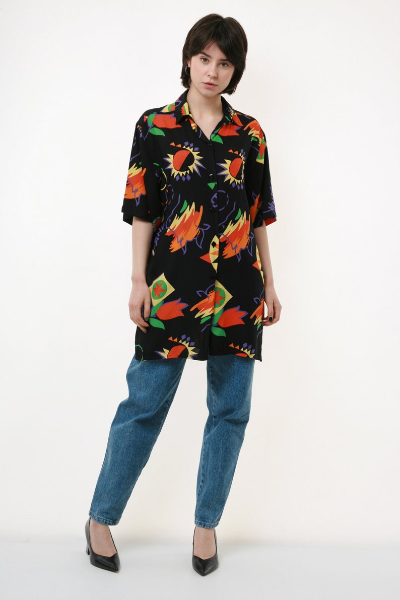 80s Vintage Vtg Rare Abstract Pattern Visocose Multicolor - Etsy