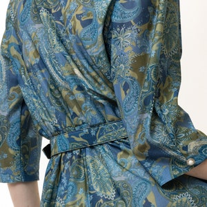 50s DRESS in Blue Beige Abstract Pattern | Pin up Shirt Dress, Floral ...