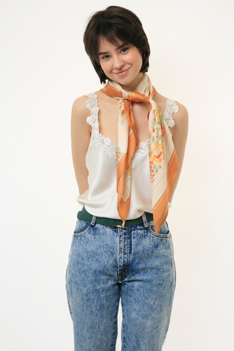 80s Vintage Vtg Rare Pure Silk Seta Seide Soie Checked Floral - Etsy