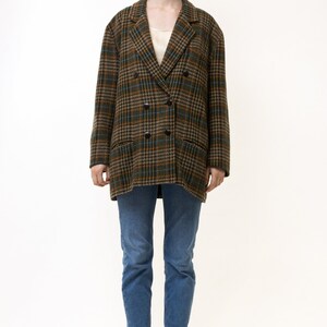 70s Vintage Vtg Rare Pure Wool Woolmark Tweed Check Brown Coat Button ...