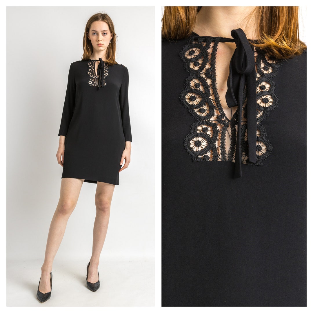 00s Vintage Woman Sandro Midi Black Dress Size Small/ Vintage Woman ...