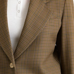 80s Vintage Vtg Rare Pure Wool Woolmark Brown Check Blazer Jacket ...