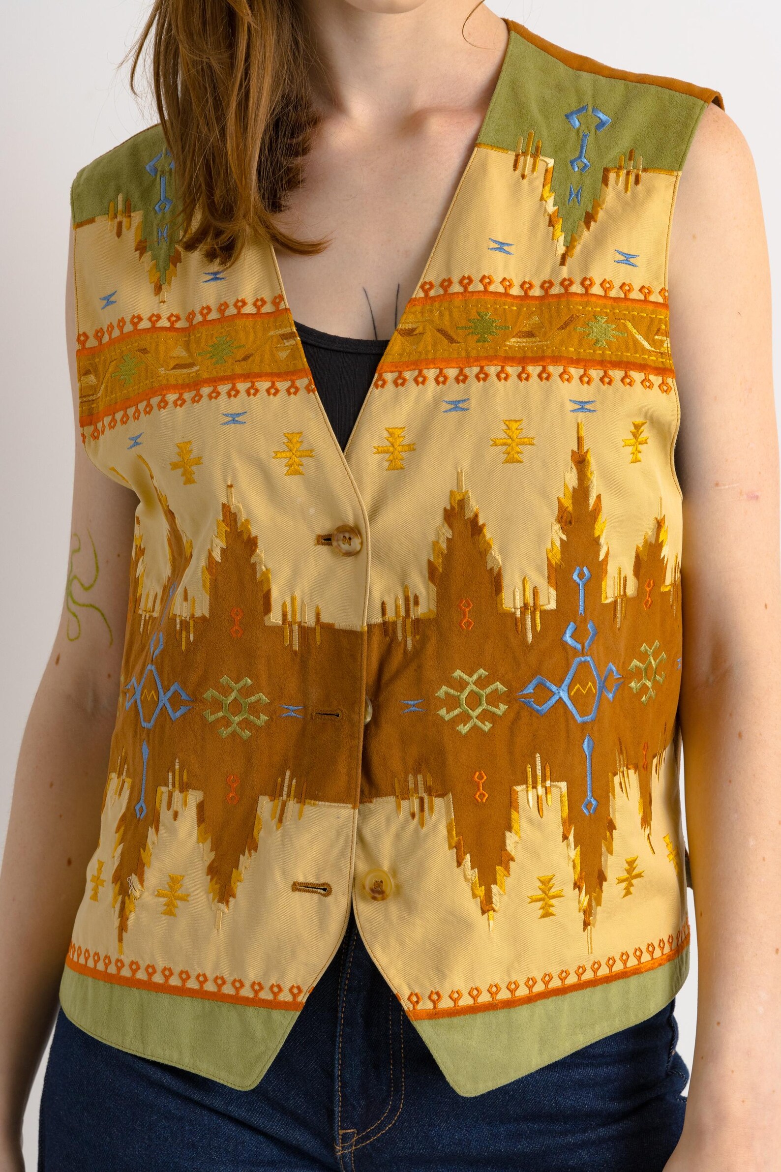 Vintage 90s Bogner Western Cropped Buttons Vest| Made in Germany| 1990s ...