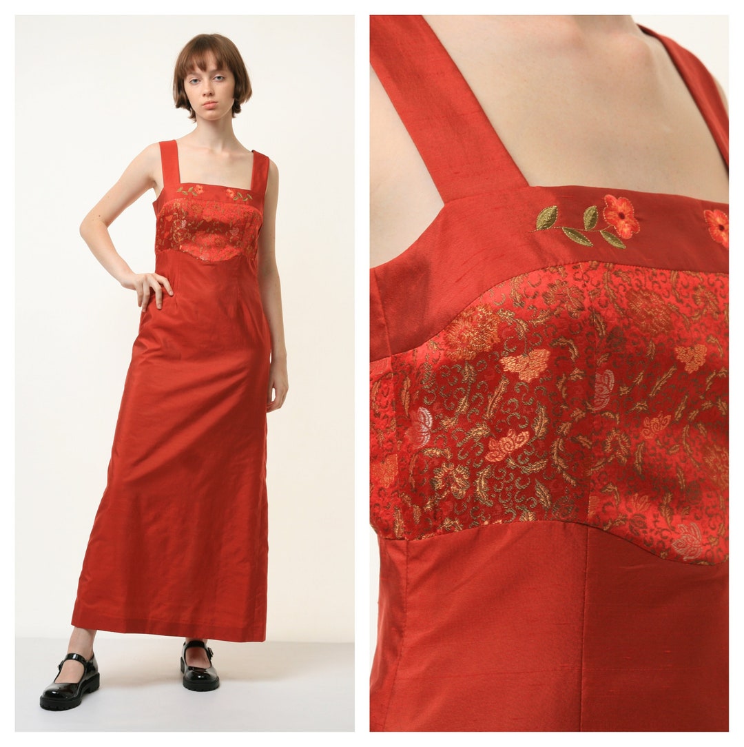 70s Vintage Red Medieval Alpen Austrian Dirndl Octoberfest Bohemian ...