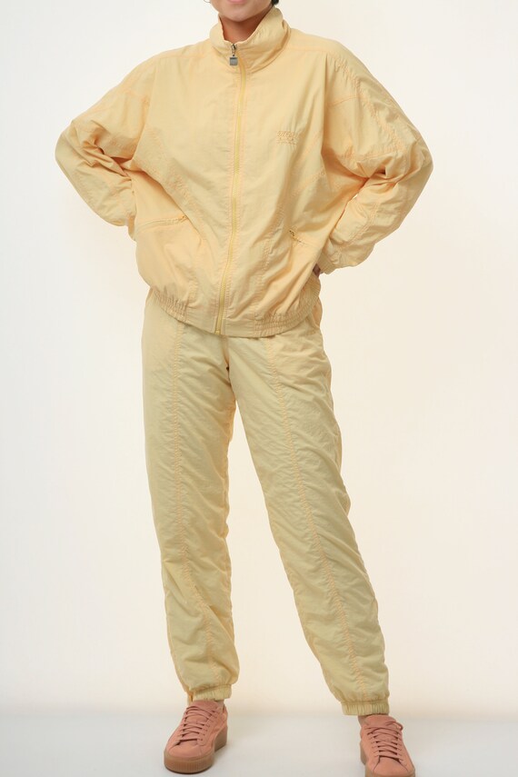 80s Vintage Vtg Rare Yellow Shell Jacket and Trousers… - Gem