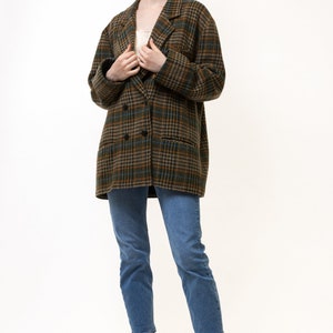 70s Vintage Vtg Rare Pure Wool Woolmark Tweed Check Brown Coat Button ...