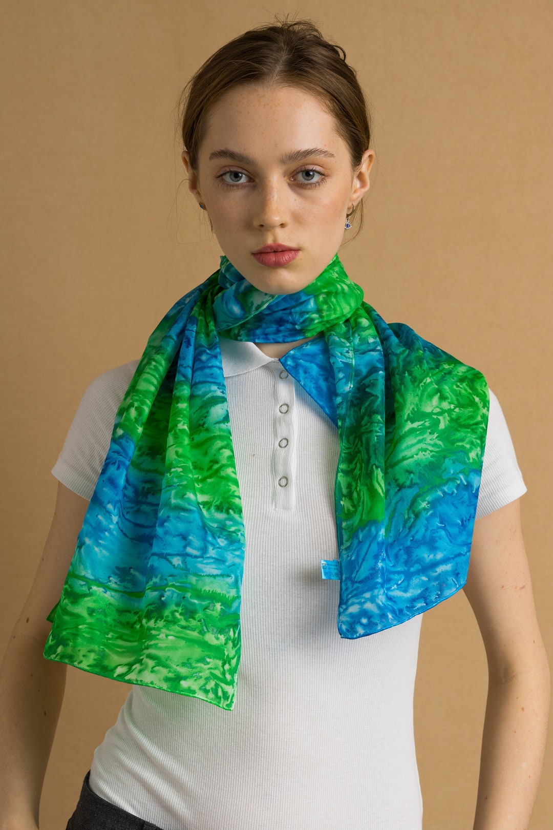 80s Vintage Vtg Rare Pure Silk Seta Seide Soie Tie Dye Abstract Print ...