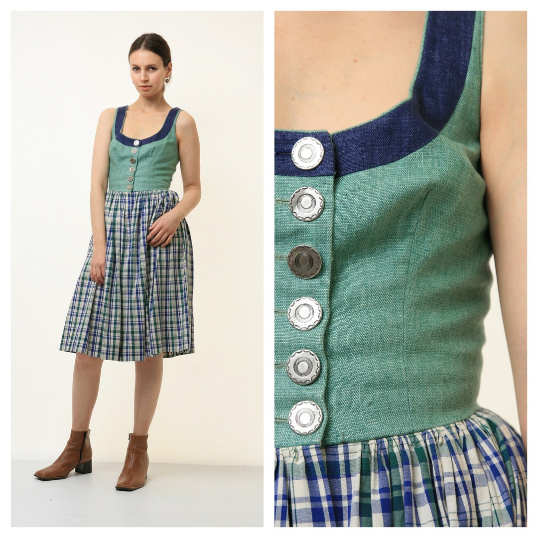 70s Vintage Green Medieval Alpen Austrian Dirndl Octoberfest Bohemian ...
