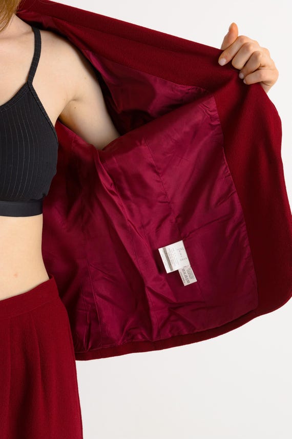 80s Vintage Vtg Rare 100% WOOL Maroon Pencil and Blaz… - Gem