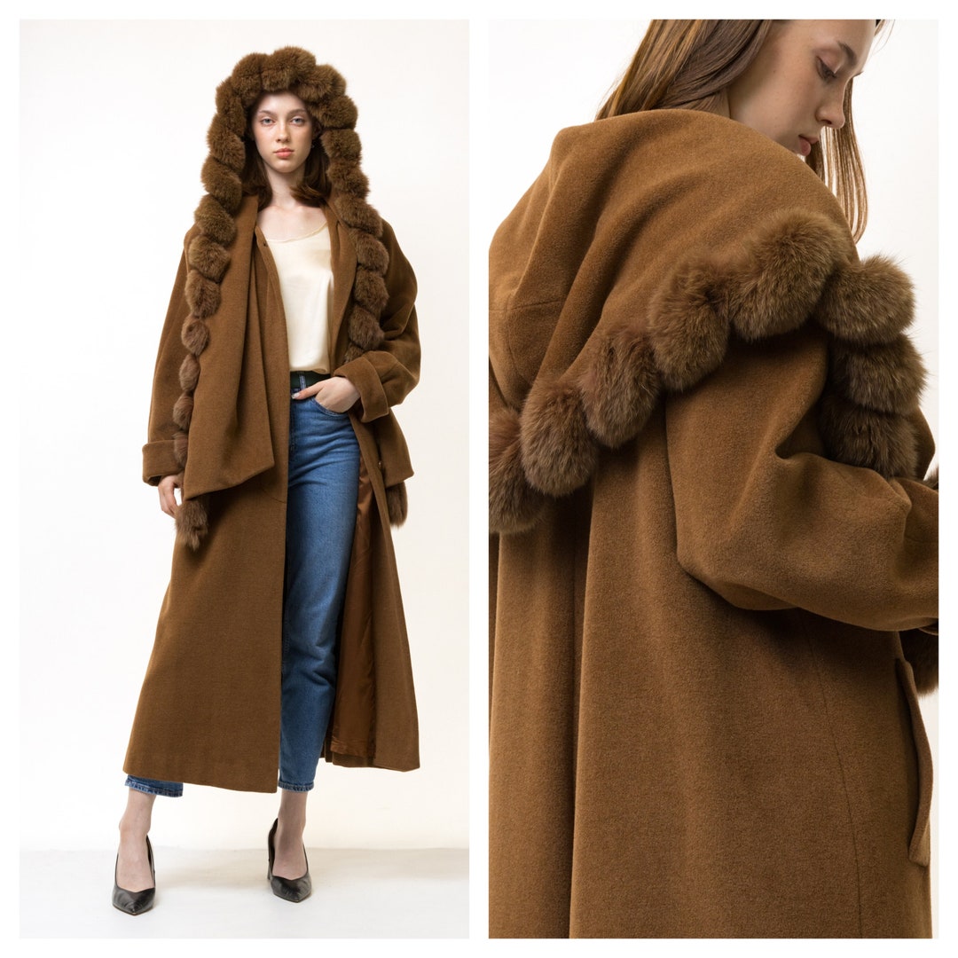 80s Woman Lambswool Cashmere With Mink Coat Women Vintage 80s Winter