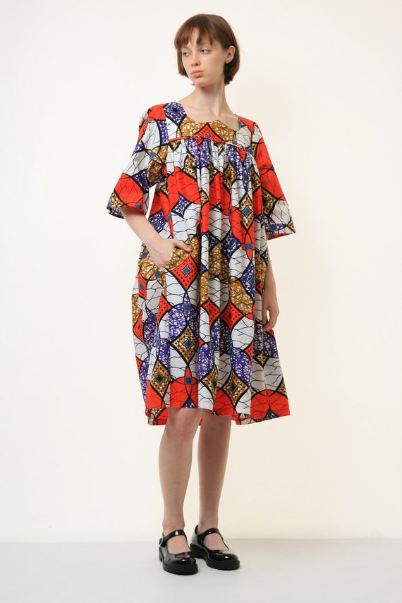 60s Vintage Woman Midi Psycho Style Dress size M Medi… - Gem