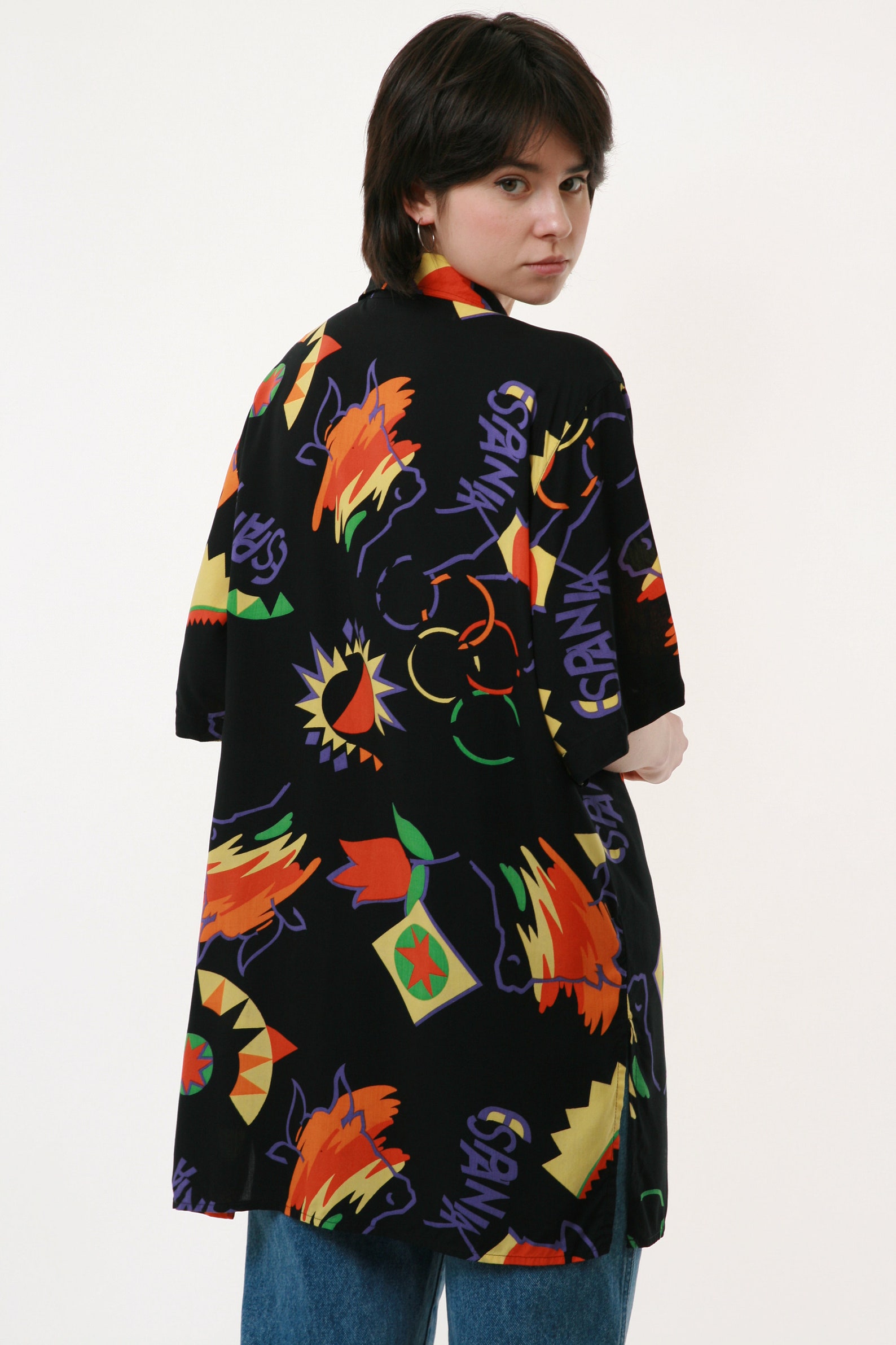 80s Vintage Vtg Rare Abstract Pattern Visocose Multicolor - Etsy