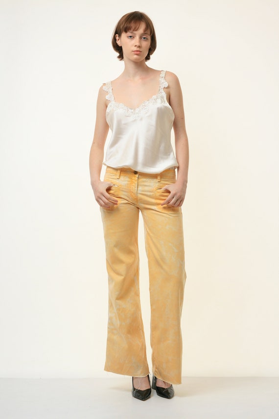 80s Vintage Woman CHLOE Yellow Jeans Flare Pants Woma… - Gem