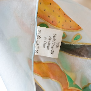 80s Vintage Vtg Rare Blue Floral Hand Printed Pure Silk Seta Seide Soie ...