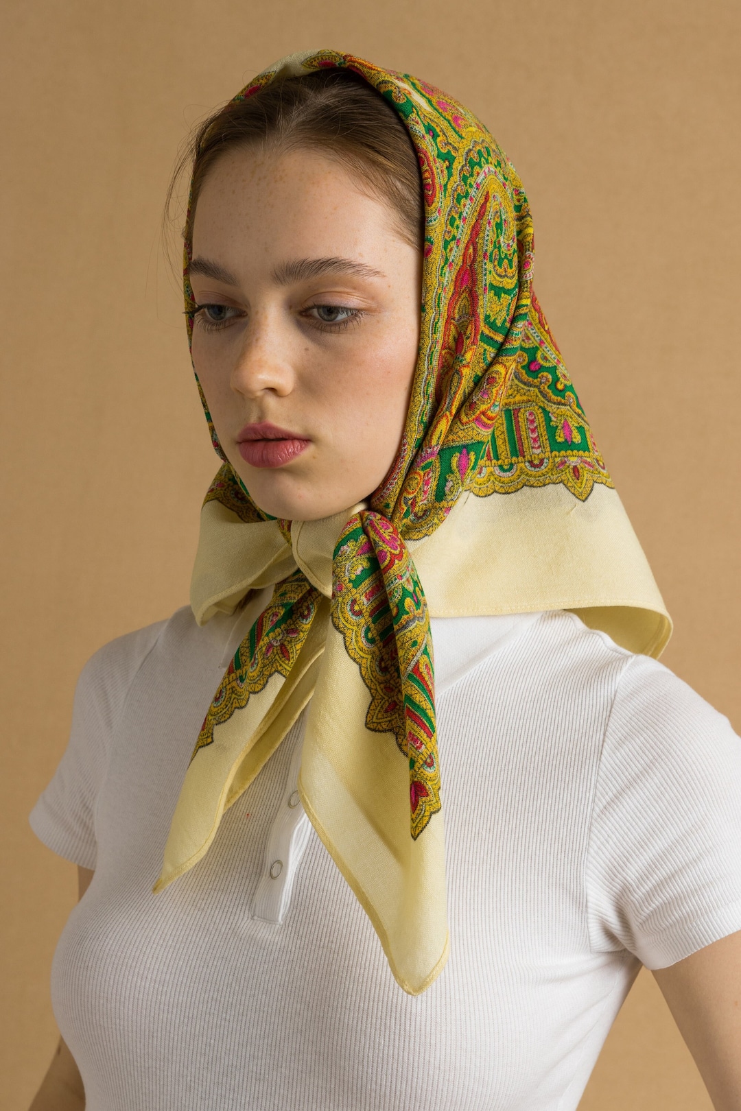 80s Vintage Vtg Rare Pure Wool National Abstract Print Scarf Headband ...