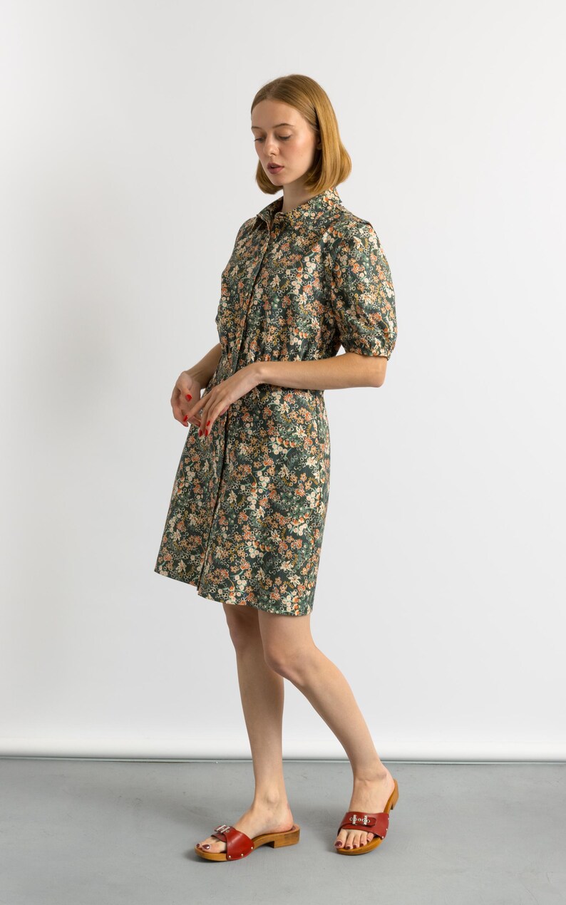 00s Woman Preowned Naf Naf Green Flowers Mini Dress Y2K Cotton Size 38 ...