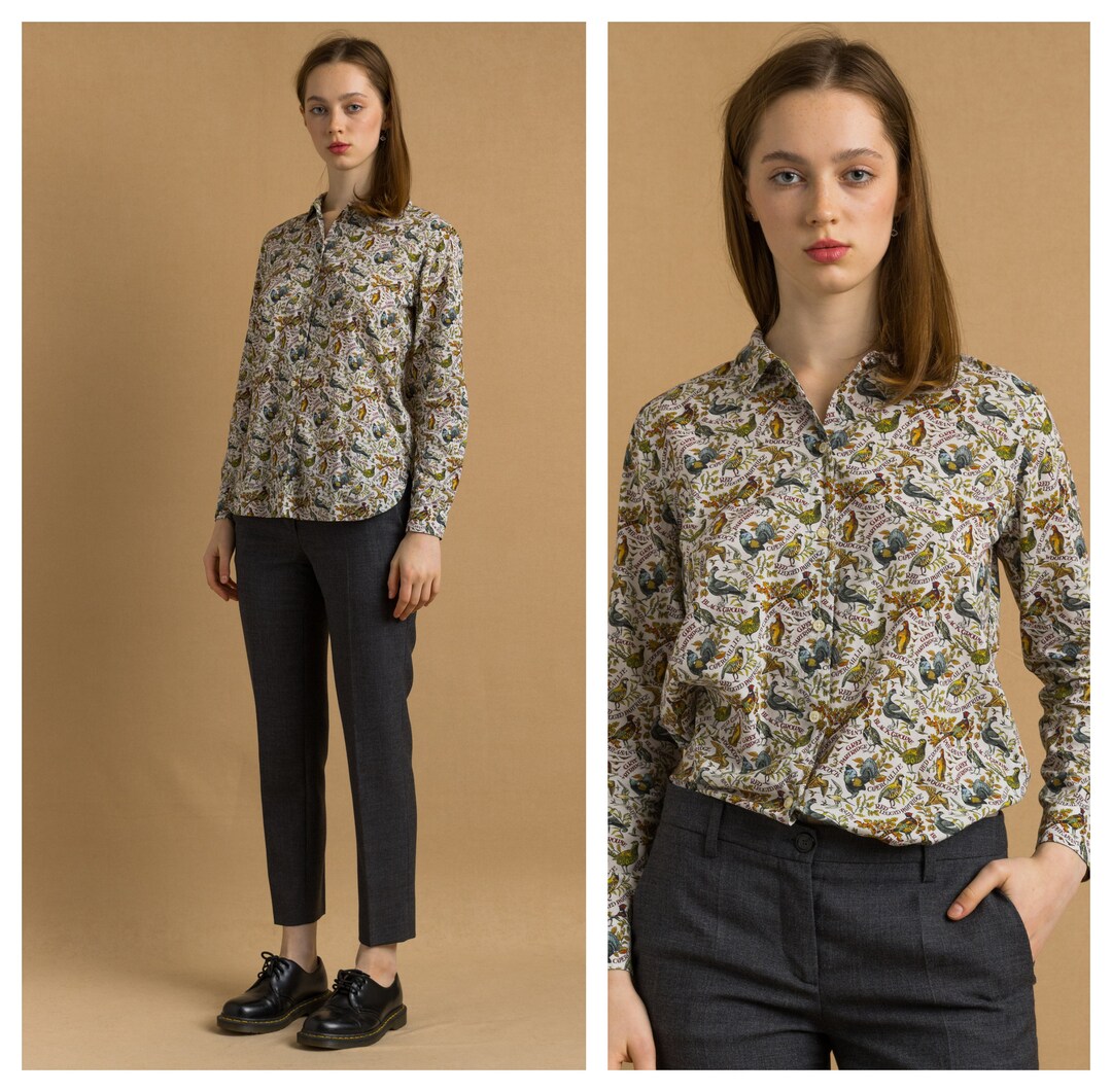 Vintage Barbour Brown Animal Print Ducks Logo Long Sleeve Buttons up ...