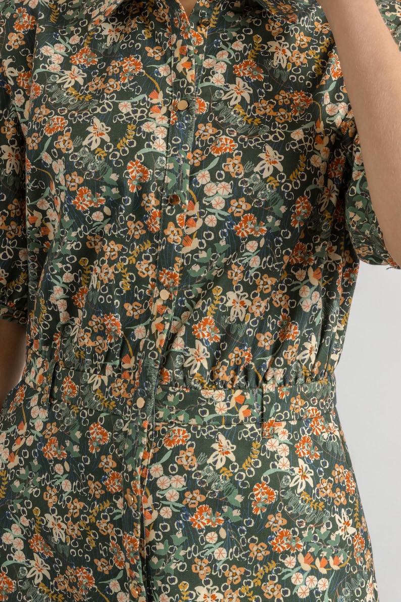 00s Woman Preowned Naf Naf Green Flowers Mini Dress Y2K Cotton Size 38 ...
