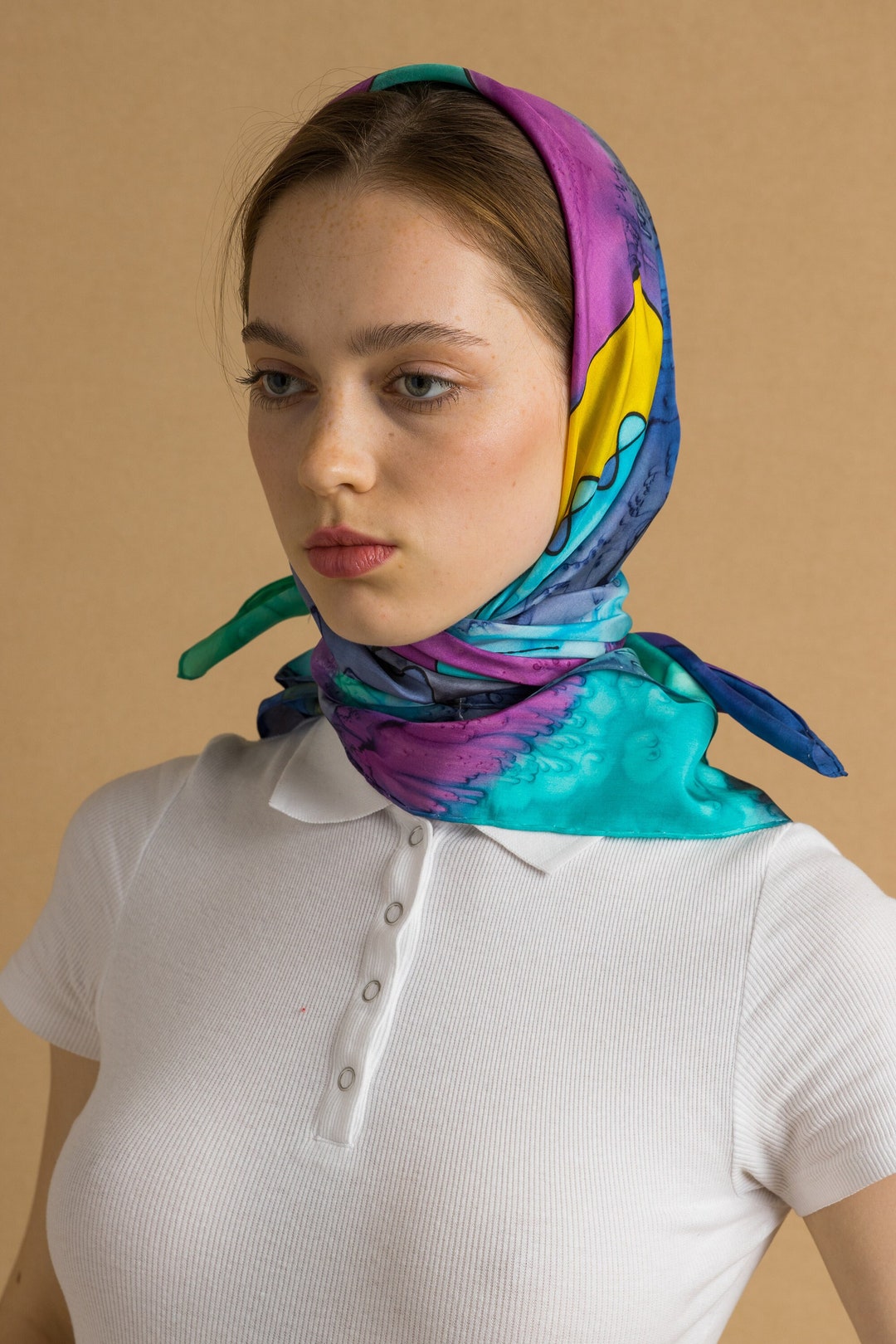 80s Vintage Vtg Rare Pure Silk Seta Seide Soie Tie Dye Abstract Print ...