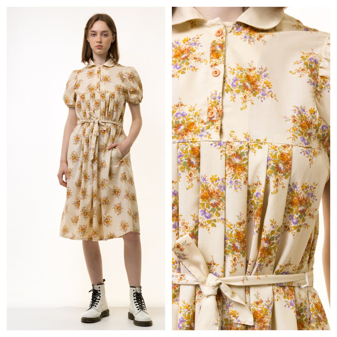 60s Vintage Woman Summer Floral A Line Midi Dress Size S Small/ Vintage ...