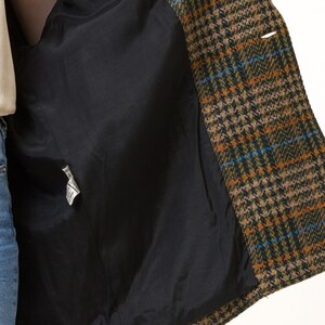 70s Vintage Vtg Rare Pure Wool Woolmark Tweed Check Brown Coat Button ...