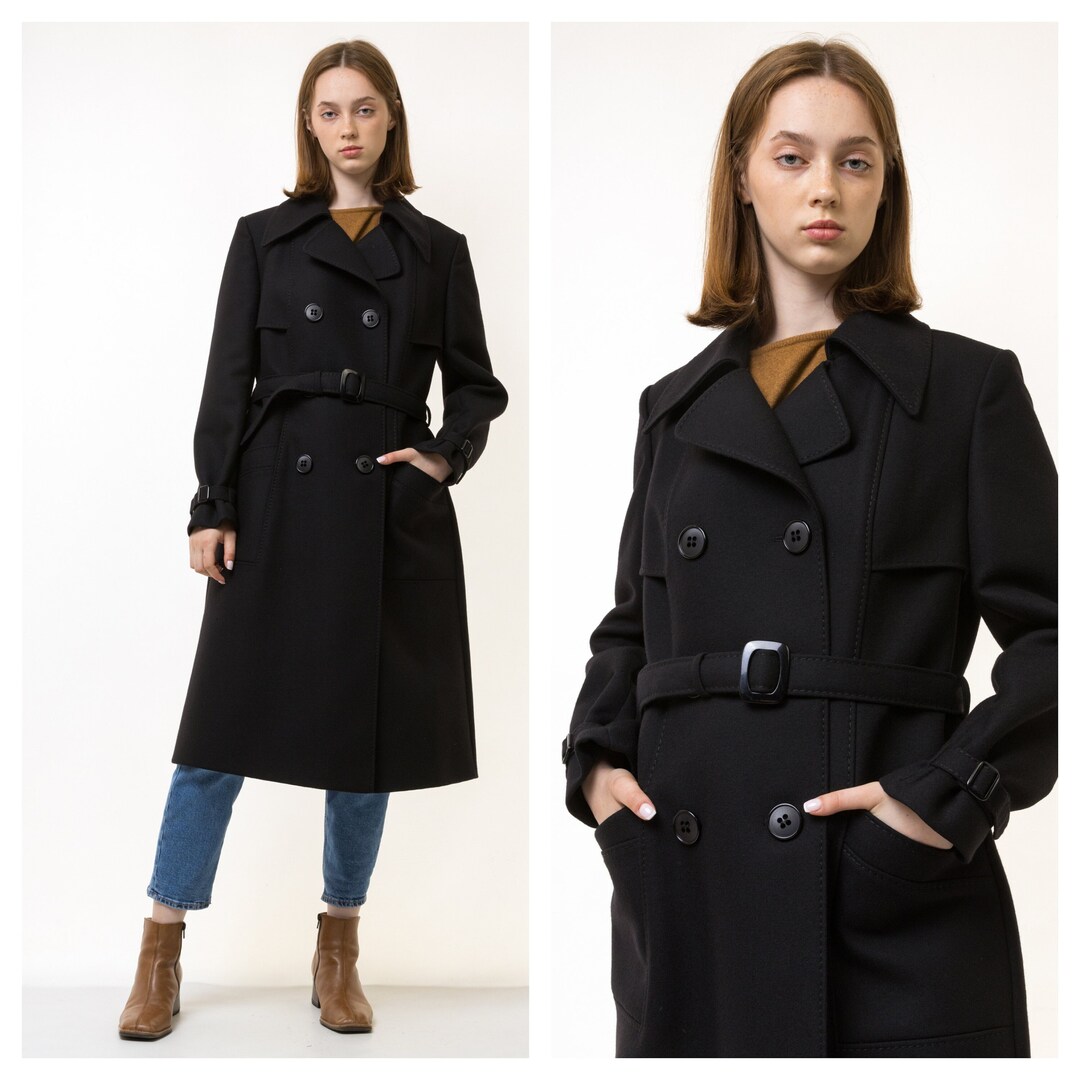70s Woman Black Lambswool Coat Women Vintage 70s Winter Coat Long Wool ...