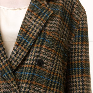 70s Vintage Vtg Rare Pure Wool Woolmark Tweed Check Brown Coat Button ...