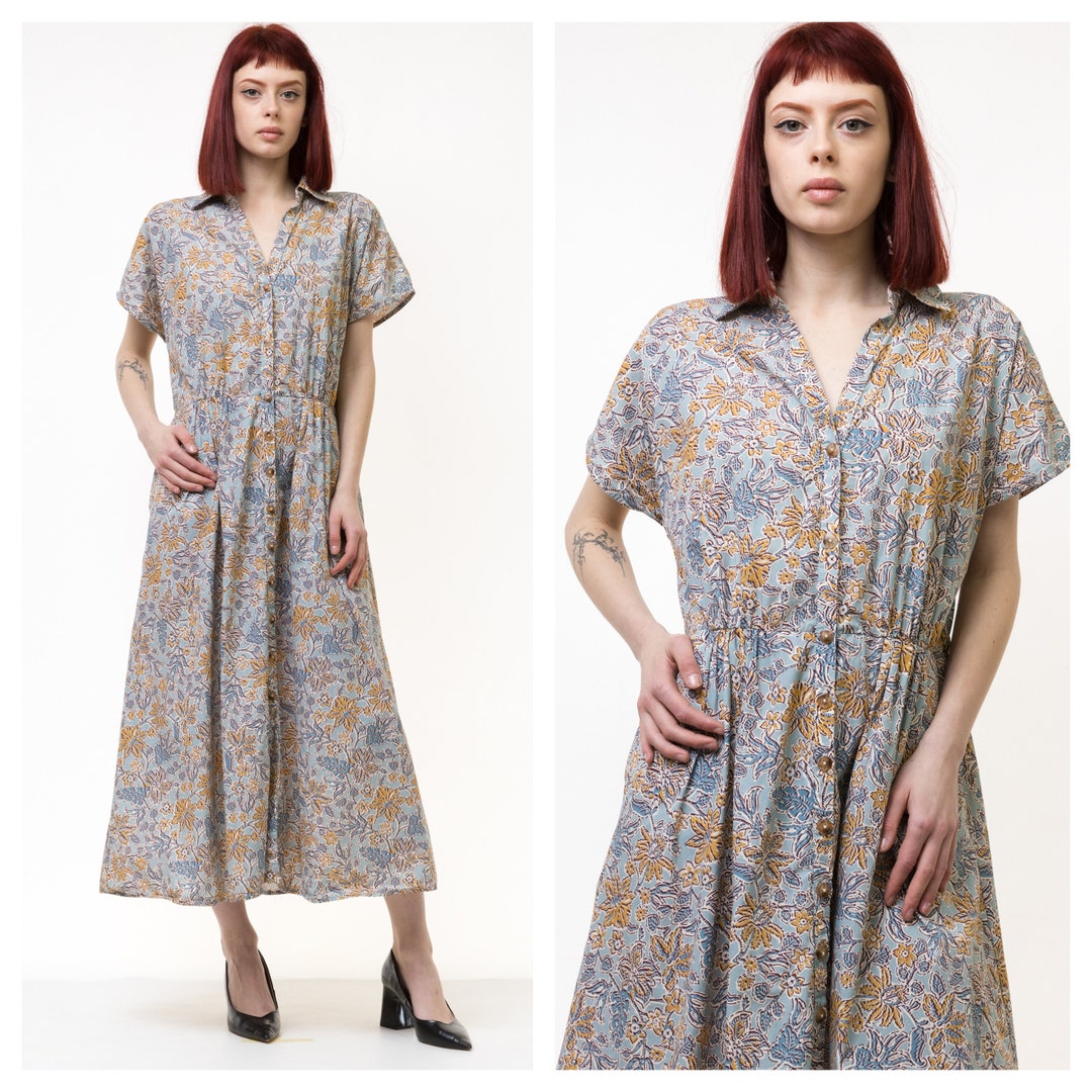 80s Vintage Woman Midi Long Robe Style Dress Size Large 4949 Vintage ...
